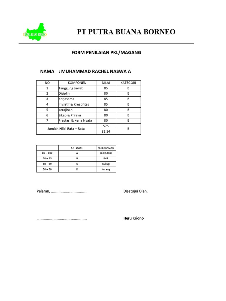 Form Nilai | PDF