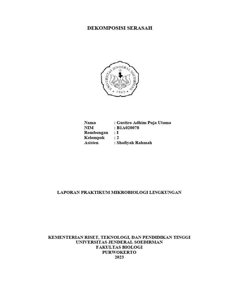 k1 - Gustiro Adhim Puja Utama - B1a020078 - Dekomposisi Serasah | PDF ...