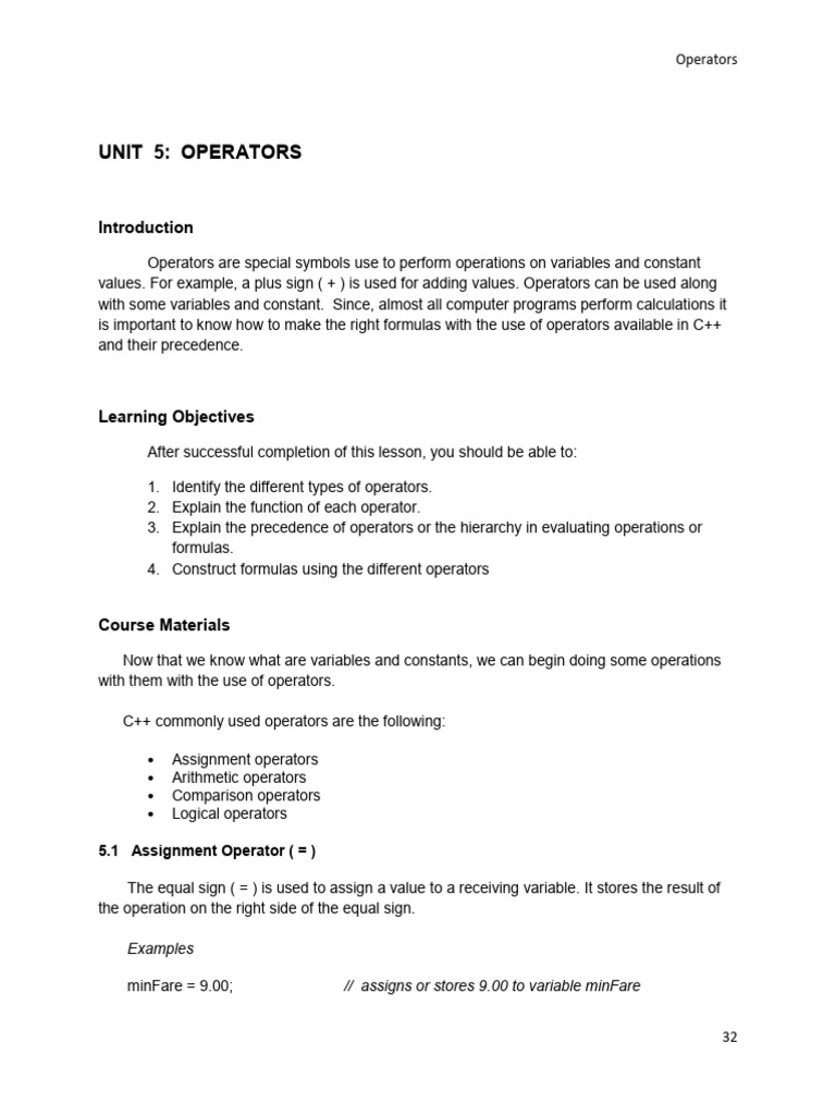 Prog 1 Module Lesson 5 | PDF | Variable (Computer Science) | Computer ... Prog 1 Module Lesson 5 | PDF | Variable (Computer Science) | Computer ...