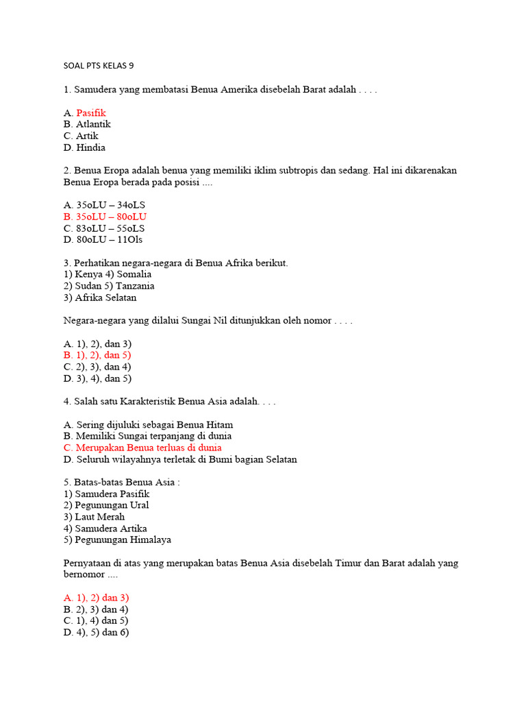 Soal PTS Kelas 9 | PDF