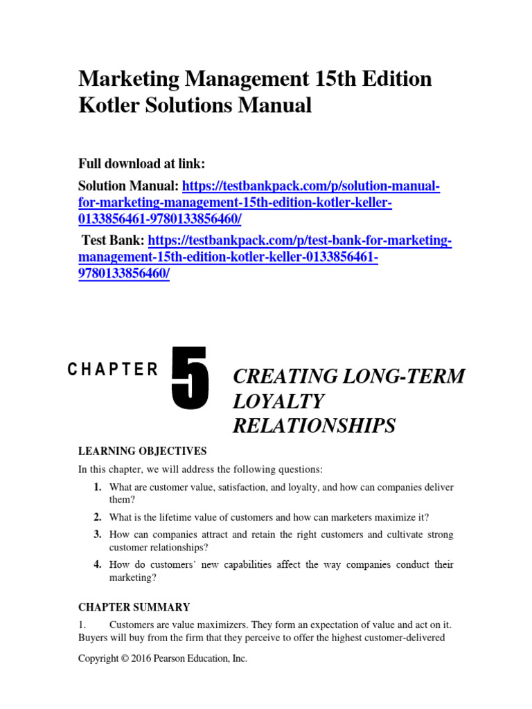 Marketing Management 15th Edition Kotler Solutions Manual 1 | PDF