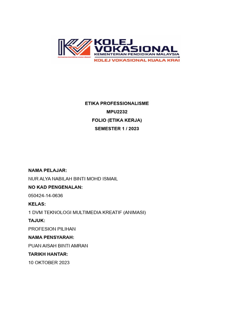 Folio Etika Profesion | PDF