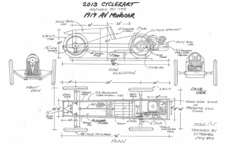 Cyclekart Design Drawing AV Monocar 2nd Revision | PDF