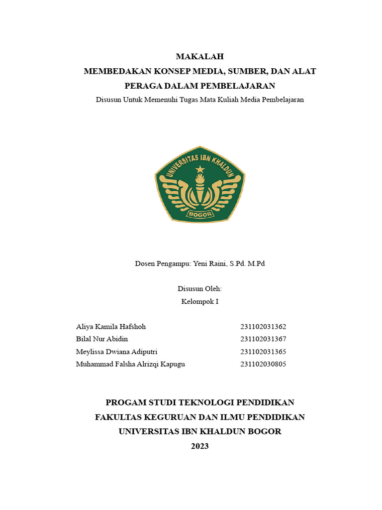 Makalah Media Pembelajaran Kel1-4 | PDF | Karier & Perkembangan | Ilmu Sosial