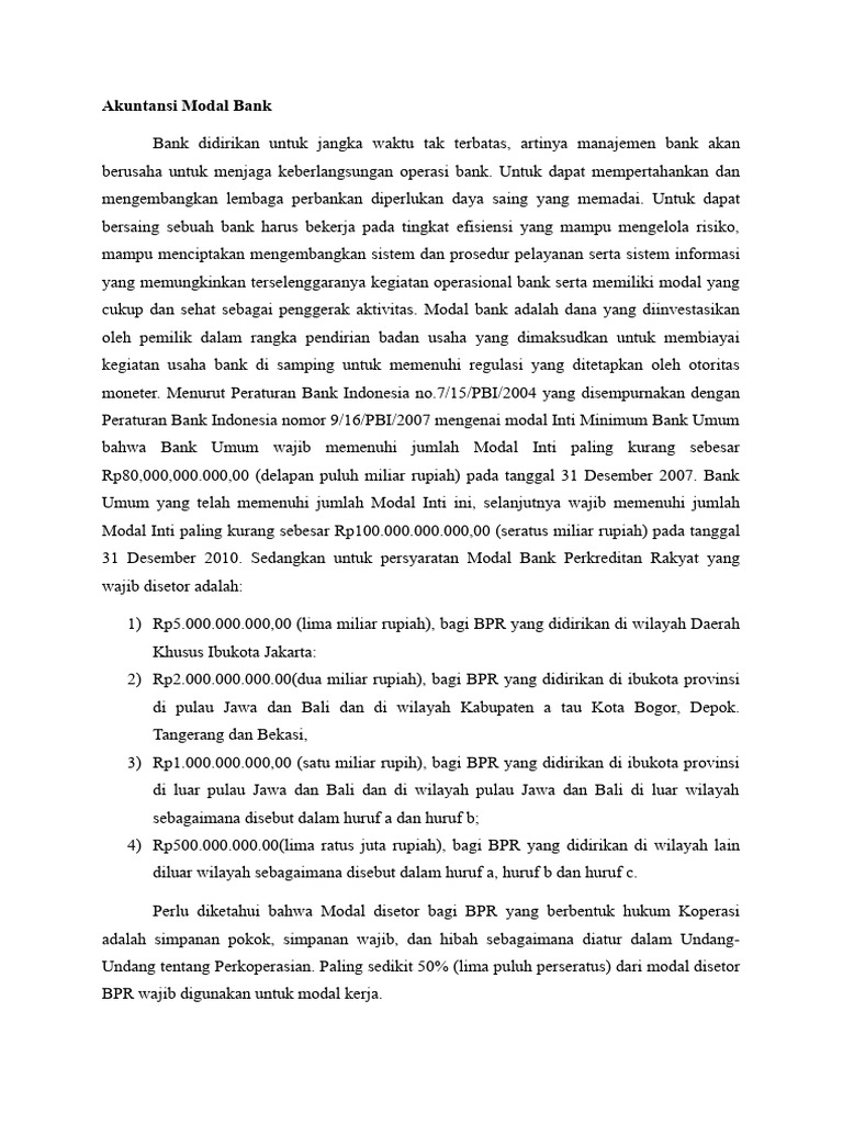 Modal Inti dan Klasifikasinya di Bank | PDF