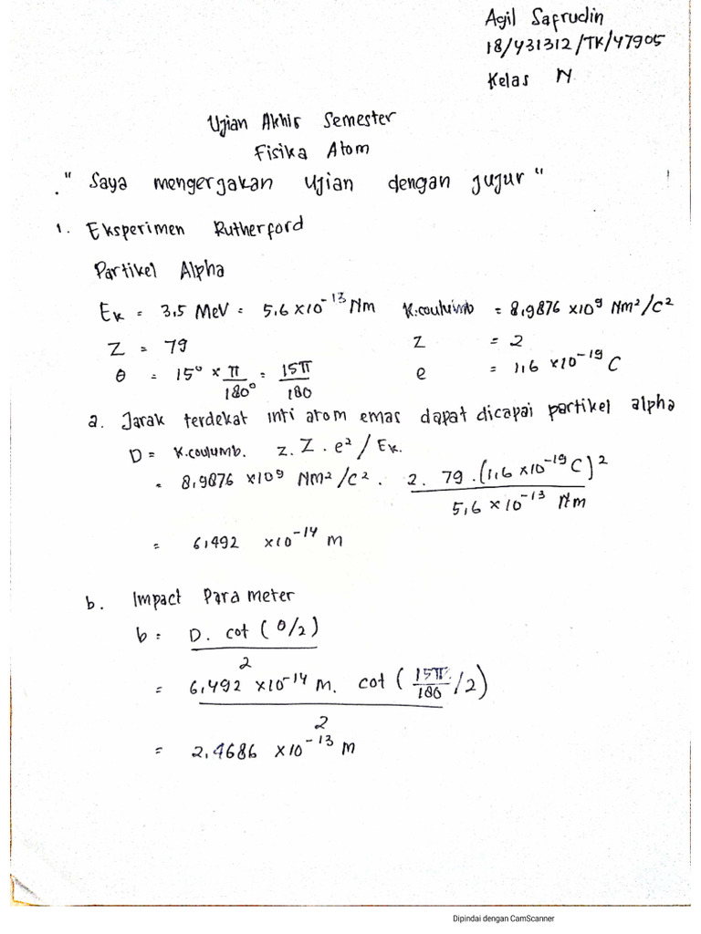 431312-Agil Safrudin-UAS Fisika Atom-N | PDF