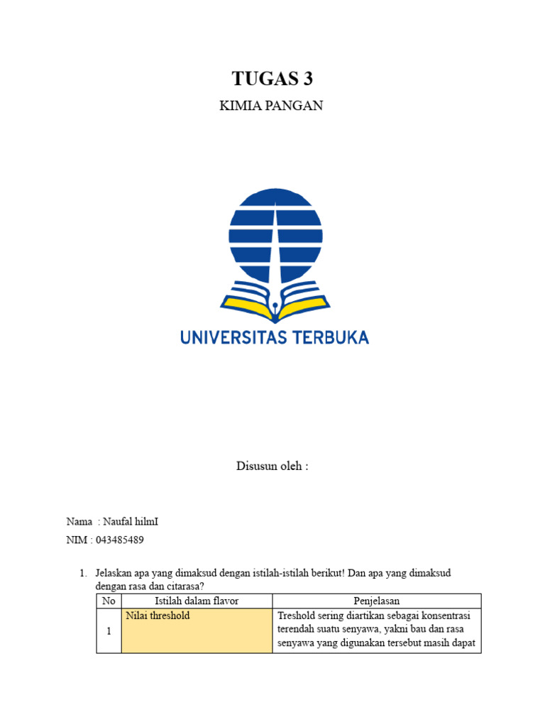 Tugas 3 Kimia Pangan | PDF