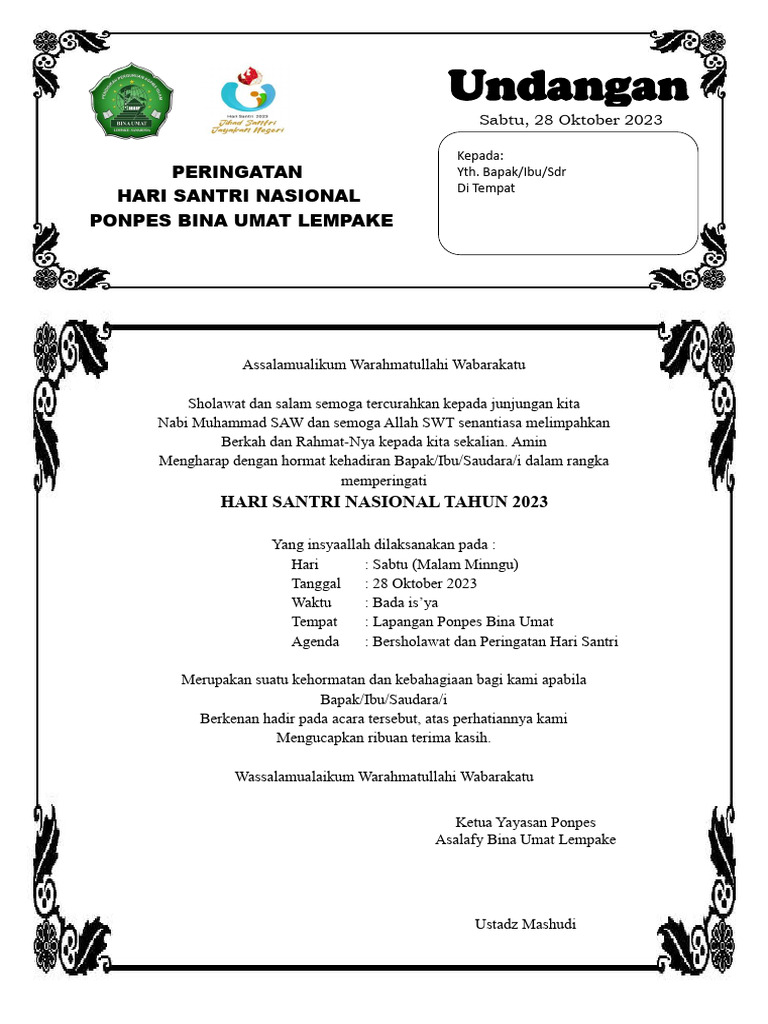 Undangan Santri Revisi Final | PDF