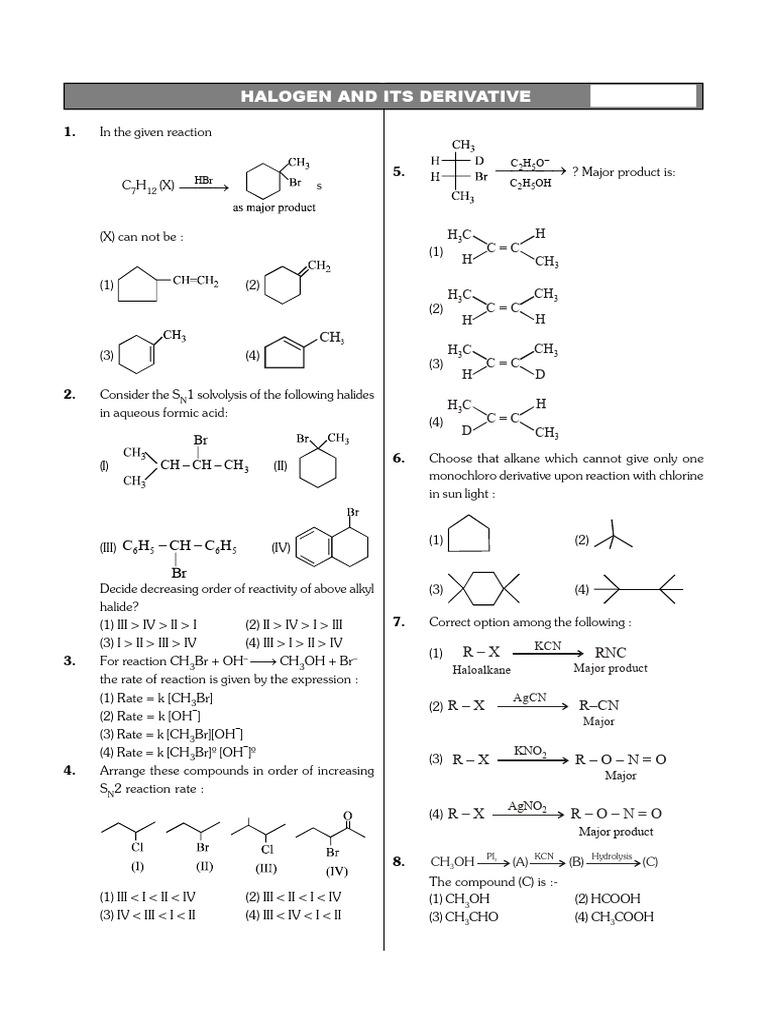 Halogen Compounds Mains Sheet | PDF