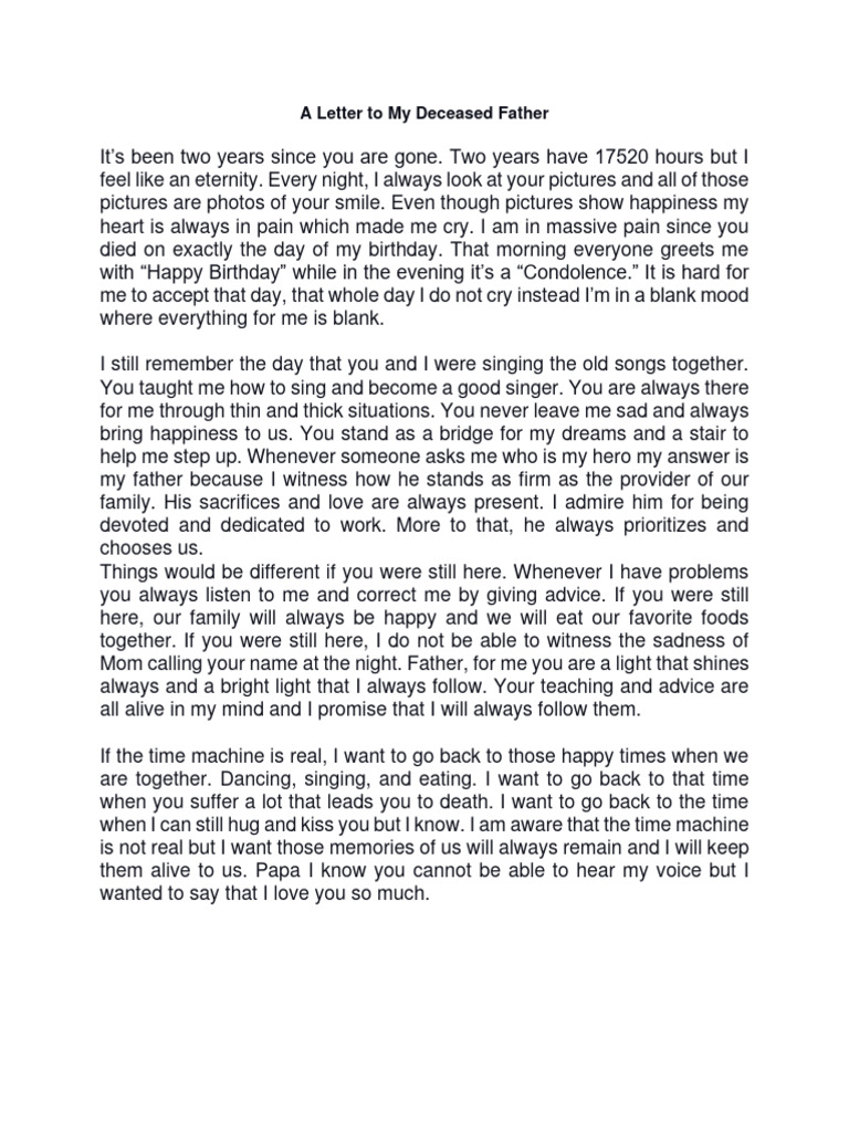 A Letter To My Deceased Father | PDF