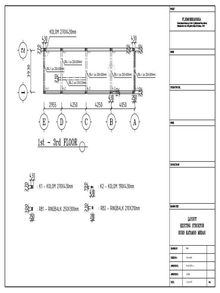 Denah Struktur (Existing) Ruko Katamso | PDF