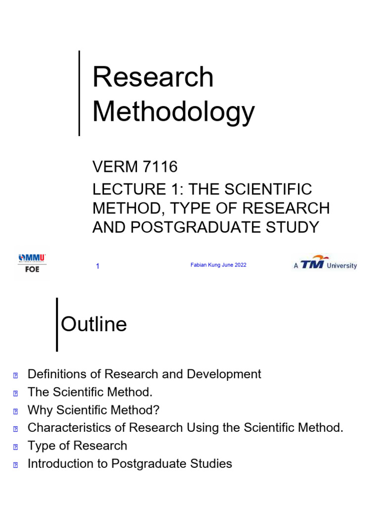 Lecture 1 Intro Research Scientific Method | PDF