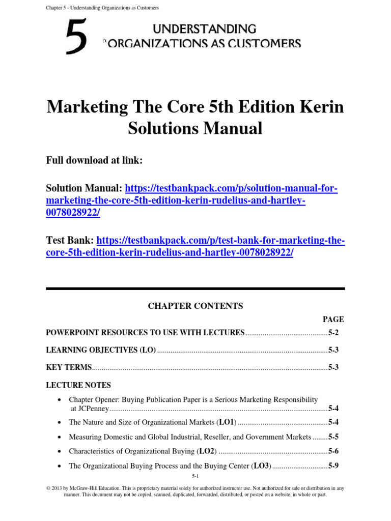 Marketing The Core 5th Edition Kerin Solutions Manual 1 | PDF