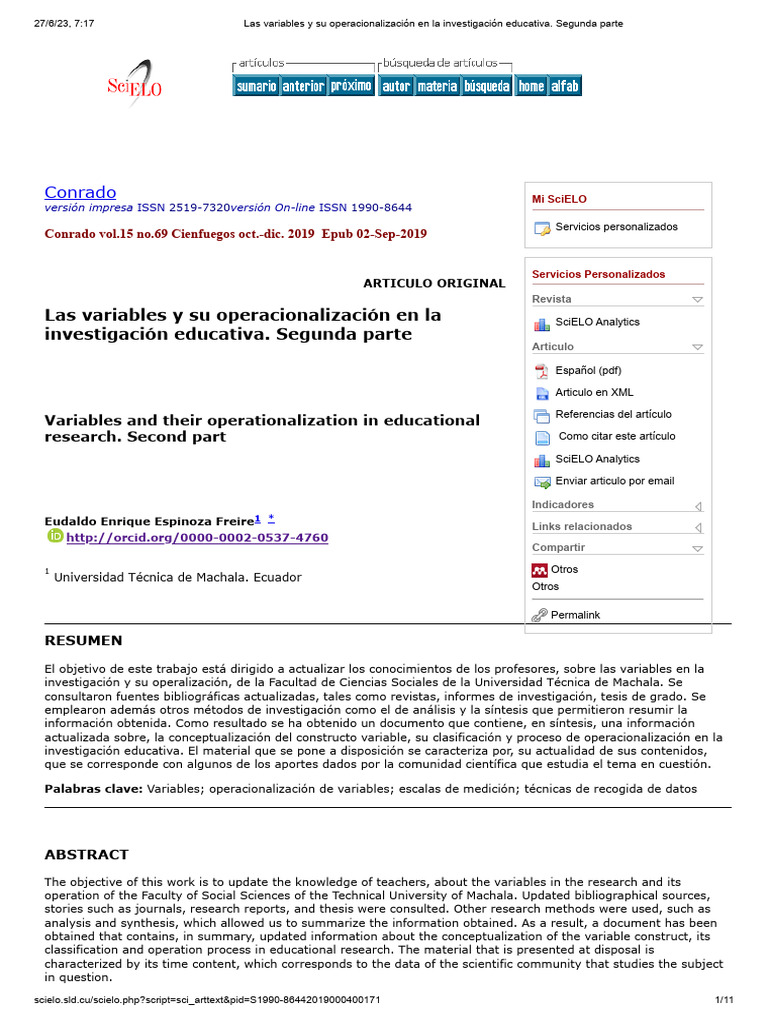 Operacionalización de Variables en Educación | PDF | Nivel de medida ...