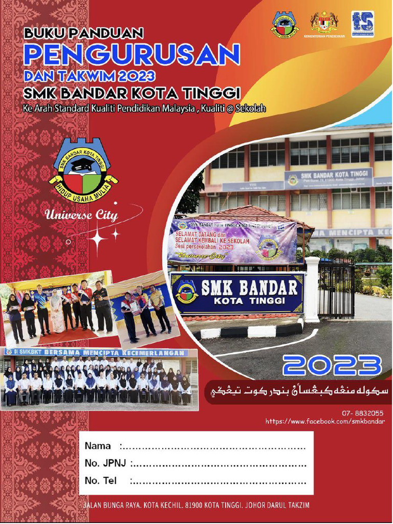 BUKU PENGURUSAN SMK BANDAR KOTA TINGGI 2023/2024 | PDF