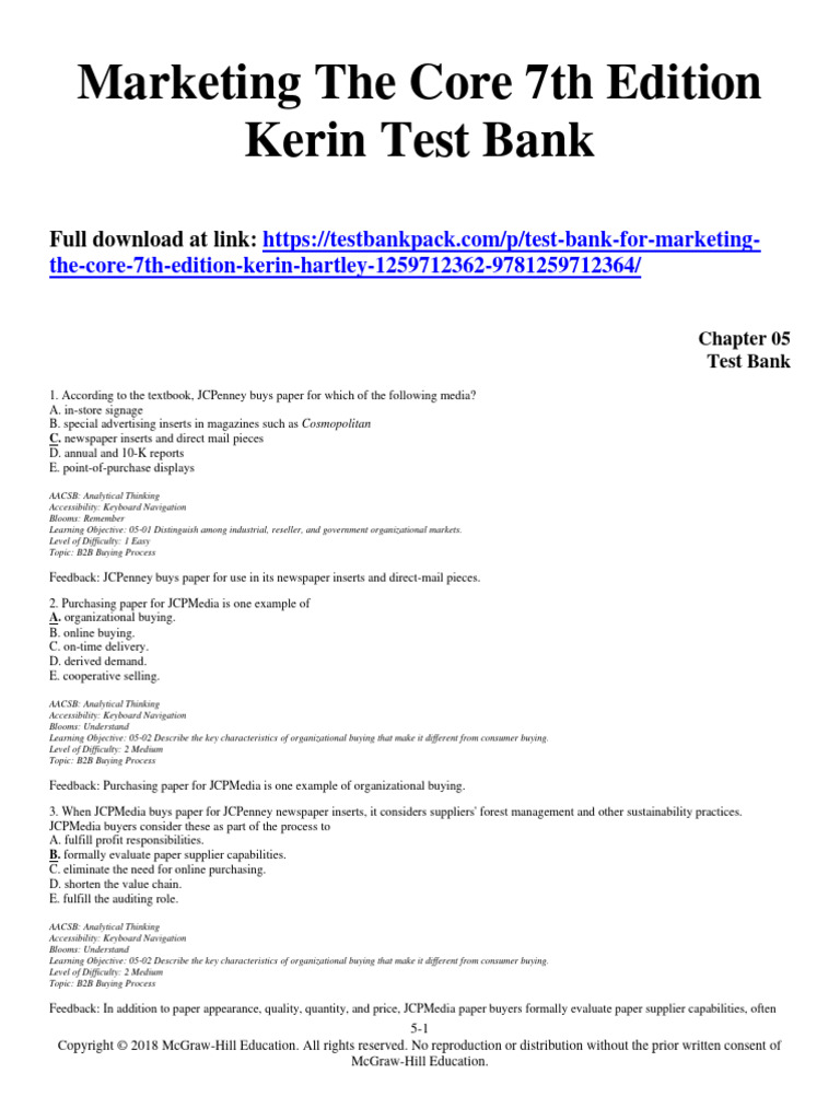 Marketing The Core 7th Edition Kerin Test Bank 1 | PDF | Marketing ...