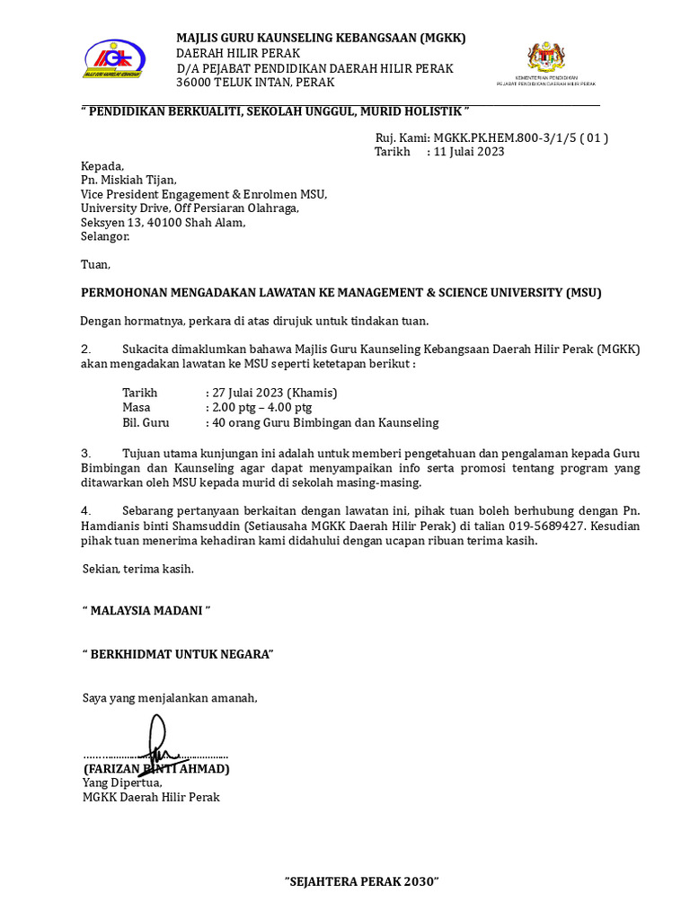 Surat Permohonan MSU | PDF