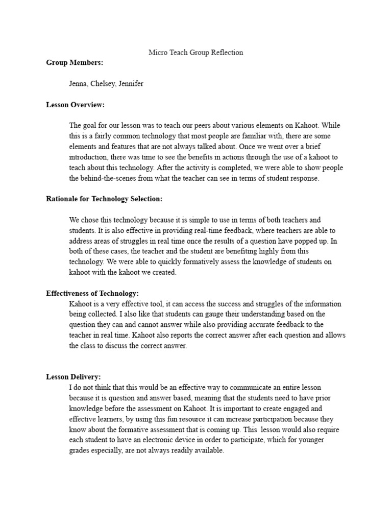 Micro Teach Reflection | PDF