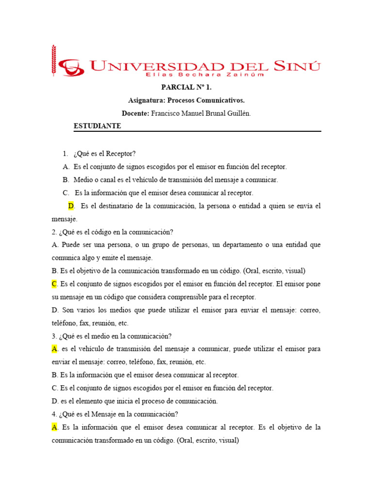 Parcial Procesos Comunicativos #1 2023 2 | PDF