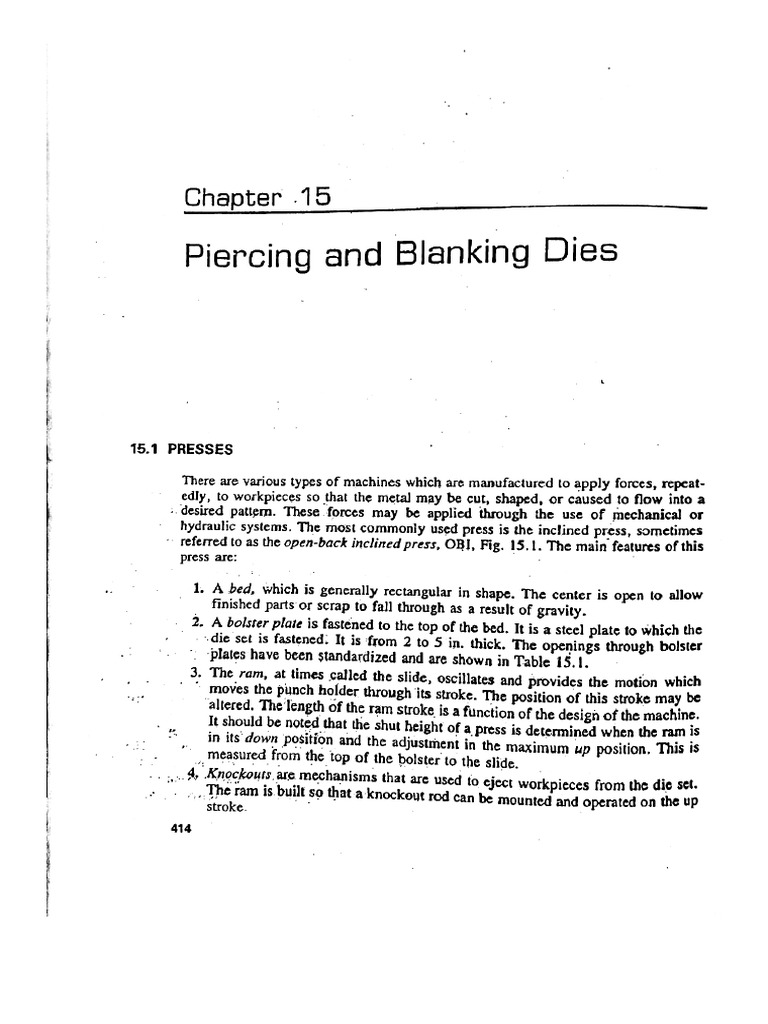 Tool Design Piercing and Blanking Dies Bab 15 | PDF