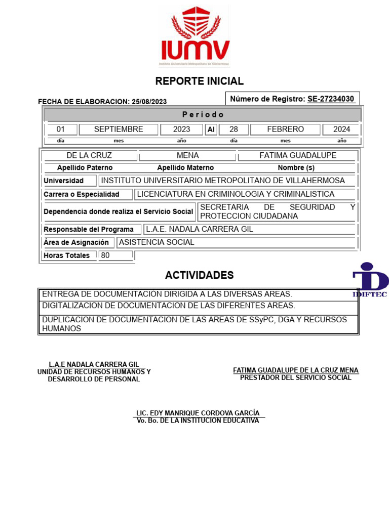 Formato de Reporte Fati (2) | PDF