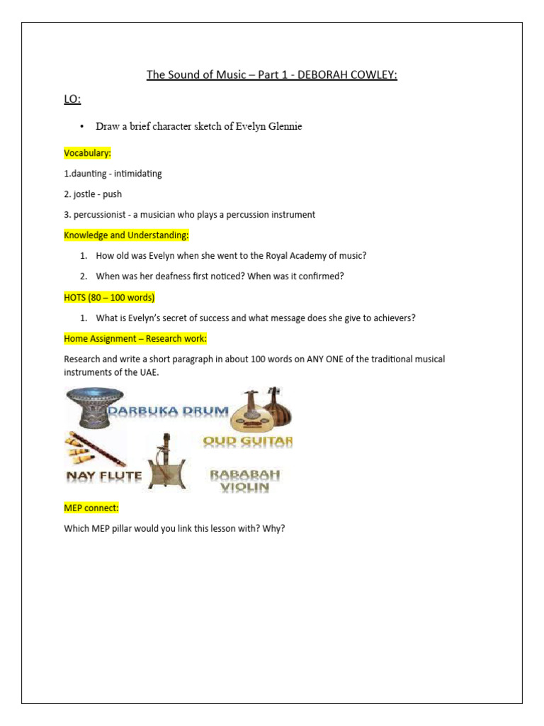 Music Study: Evelyn Glennie's Journey | PDF