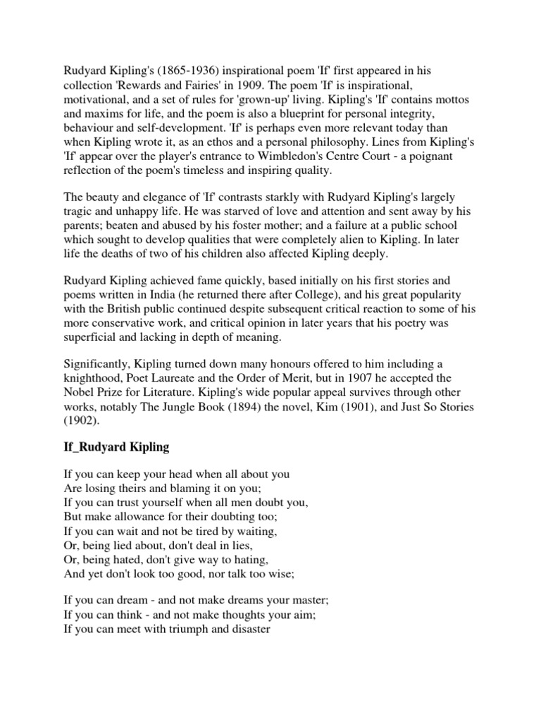 If | PDF | Rudyard Kipling | Poetry
