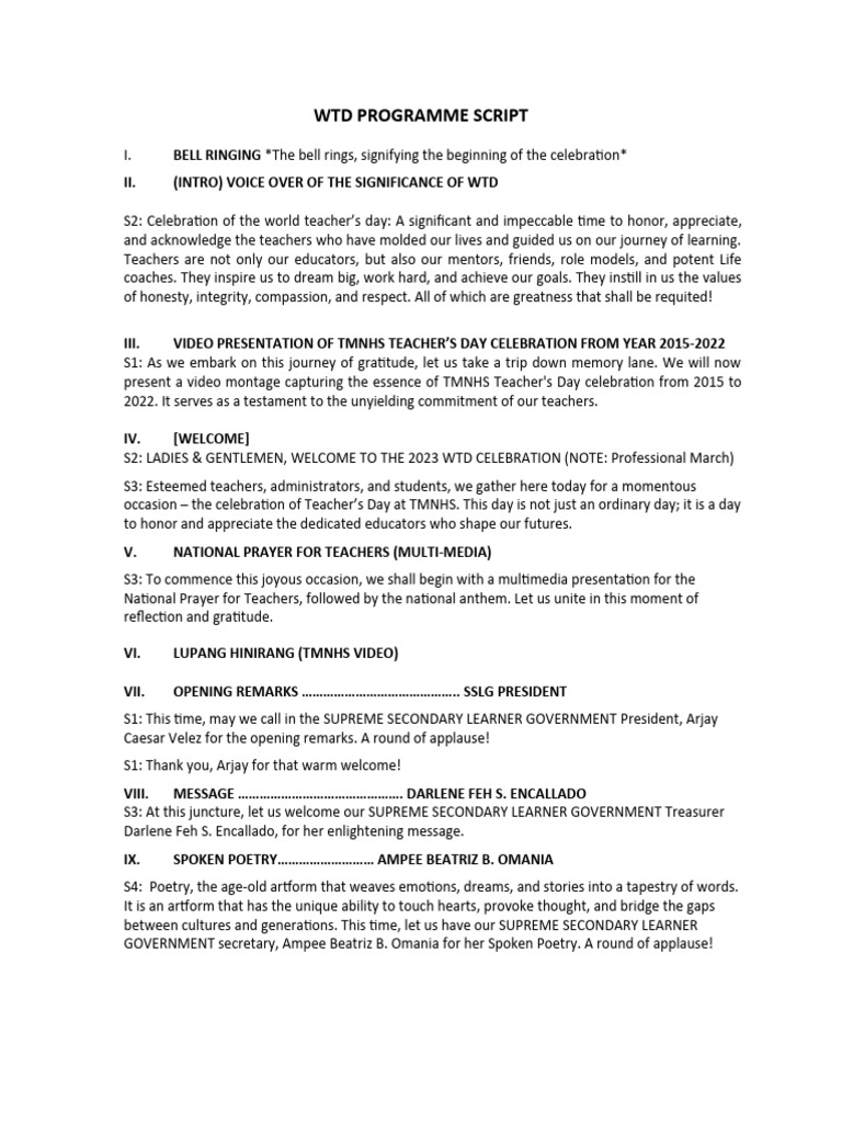 WTD Programme 1 | PDF