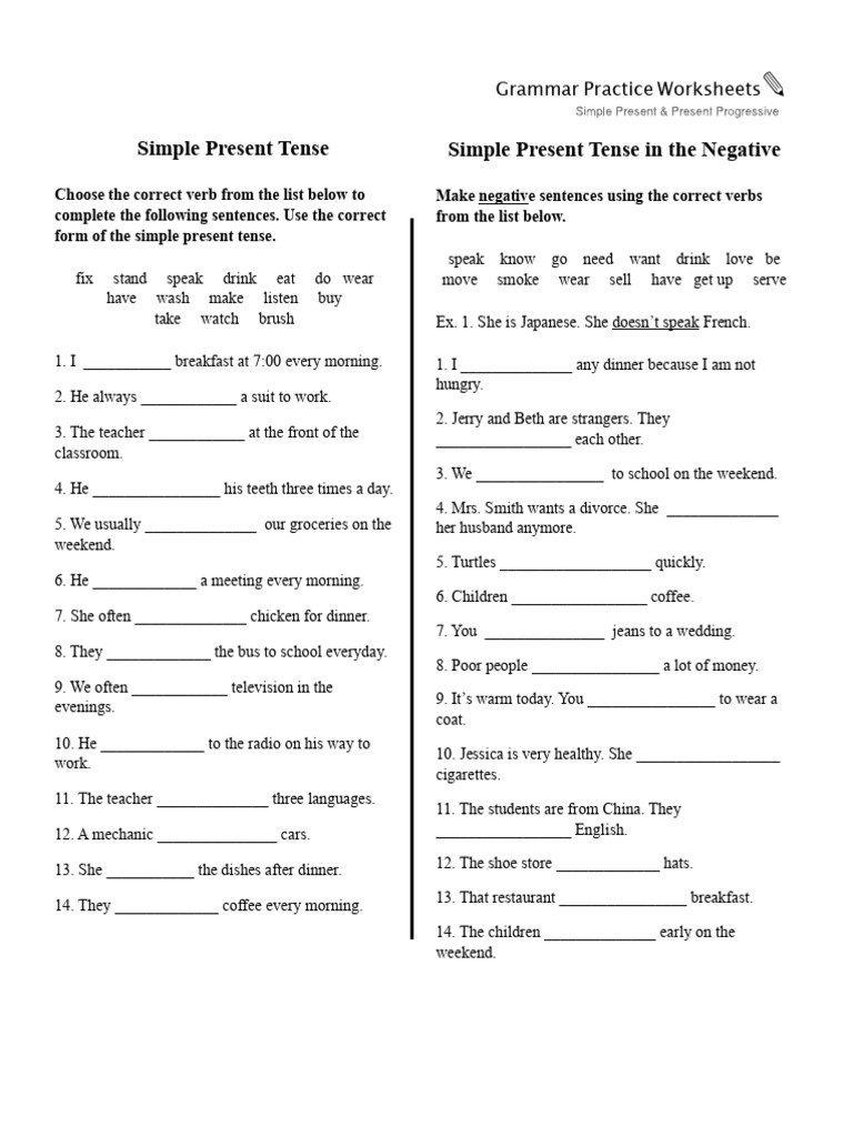 Simple Present Exercises | PDF | Grammatical Tense | Verb