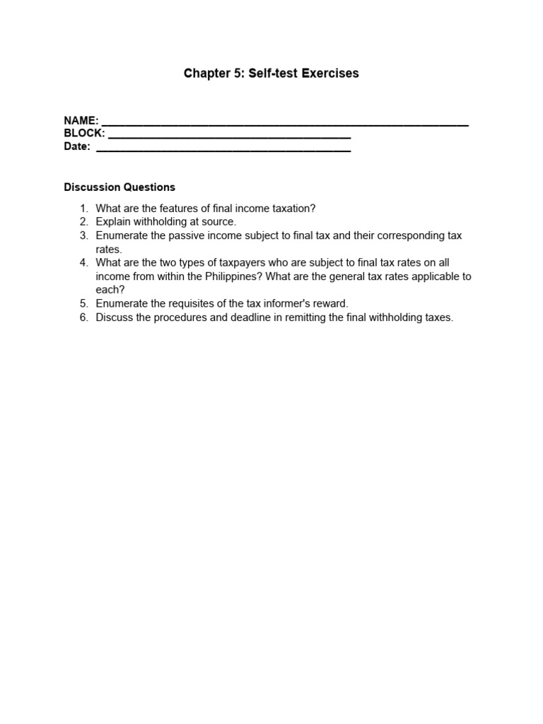 CHAPTER 5 Exercises | PDF