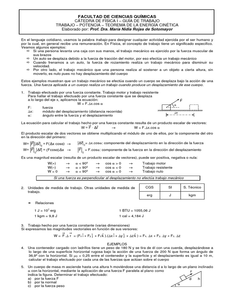 Trabajo y Potencia | Descargar gratis PDF | Fuerza | Vector Euclidiano
