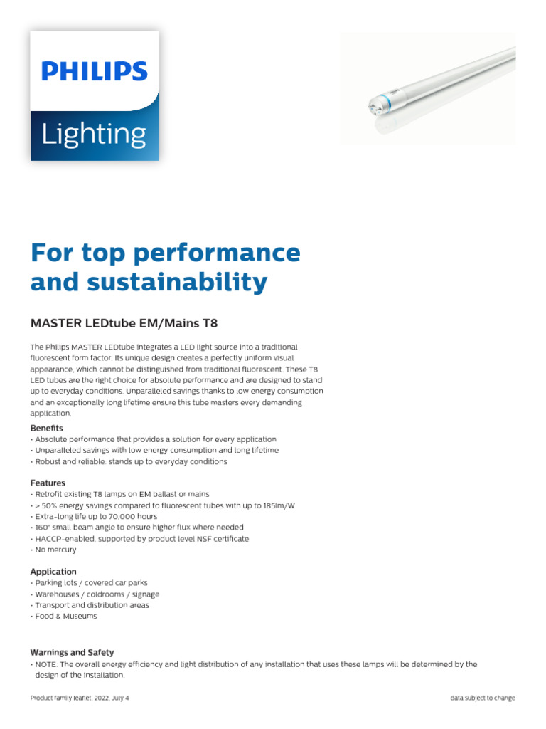 LedTube - Philips - LP - CF - MLTGA - EU - en - AA - PROF.CF | PDF