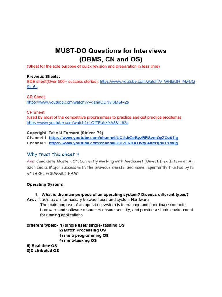 SDE Sheet (Core) | PDF | Computer Data Storage | Relational Database