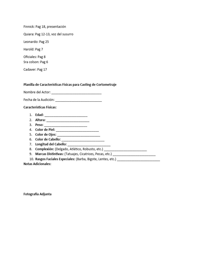 Ficha de Actor para Casting | PDF | Juegos y actividades