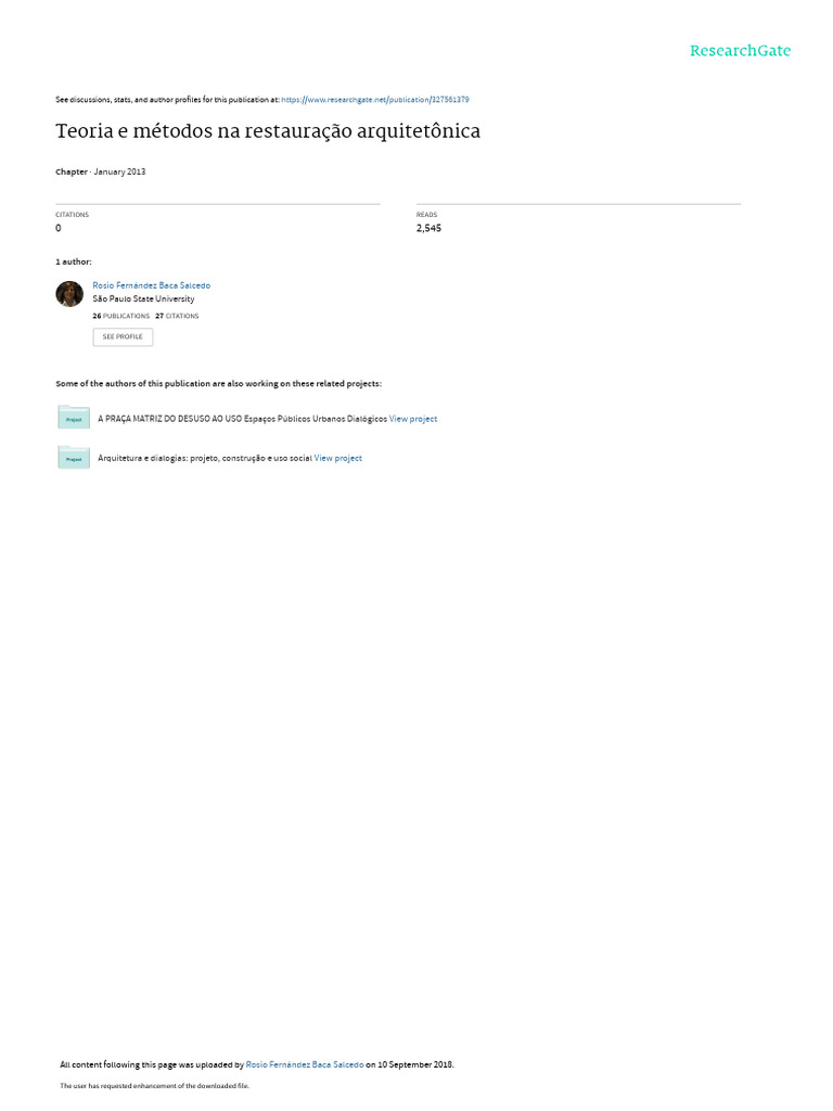 SALCEDO Teoria e Mtodo Na Restaurao | PDF | Science