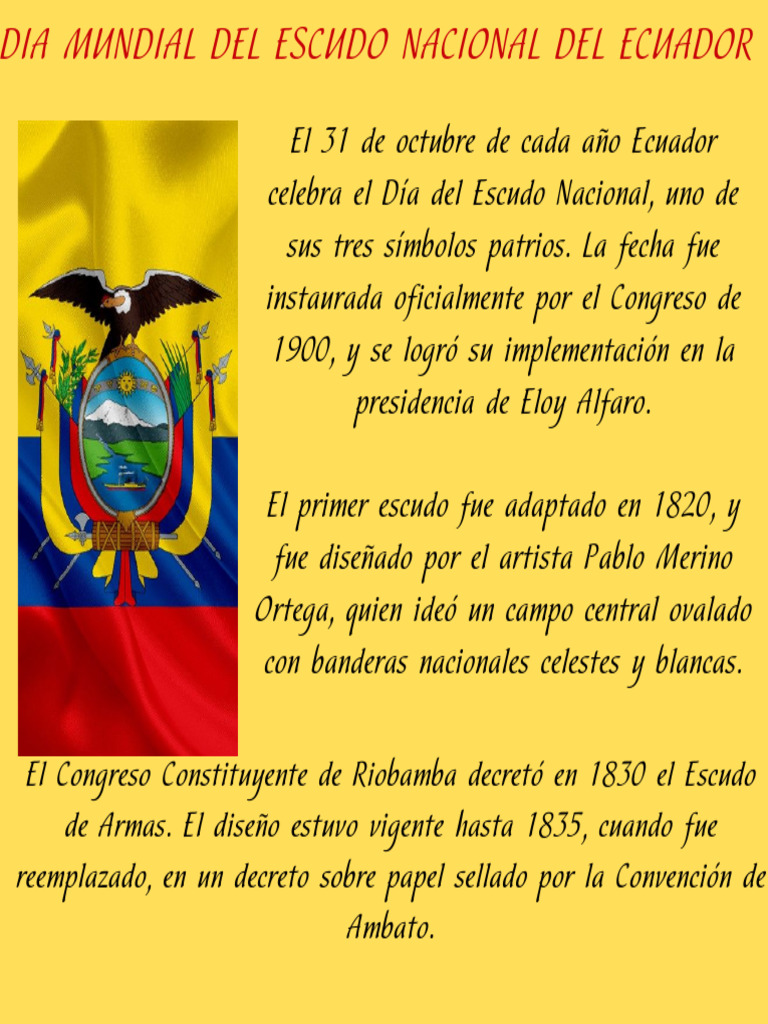El 31 de Octubre Dia Del Escudo Nacional Del Ecuador | PDF | Los símbolos