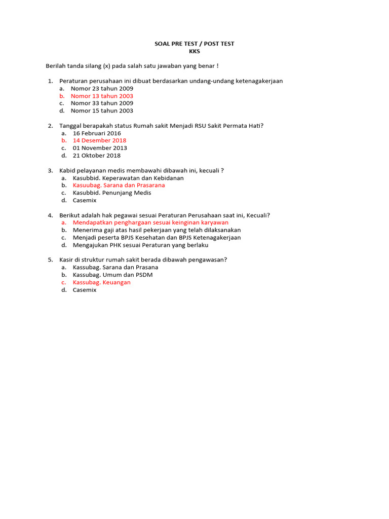 Soal Pre Test Dan Post Test NEW | PDF | Sains & Matematika