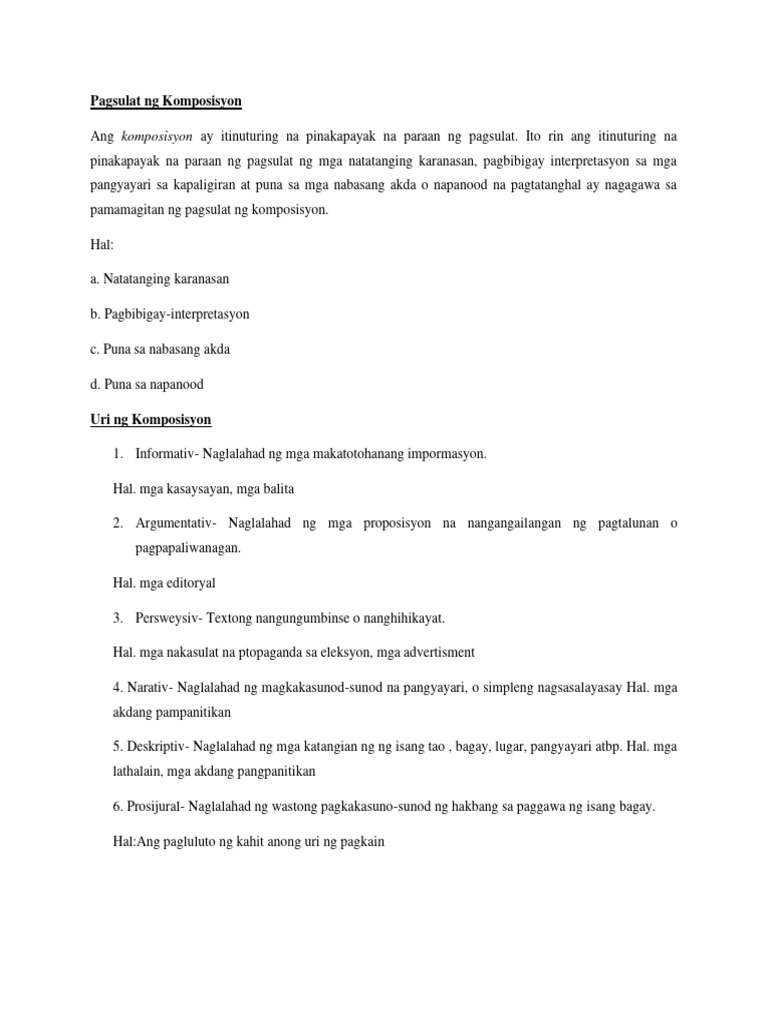 Pagsulat NG Komposisyon | PDF
