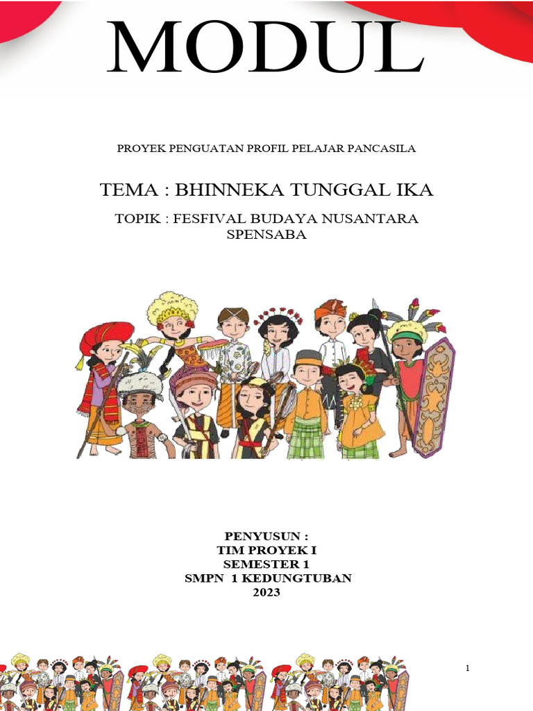 Modul Projek Bhinneka Tunggal Ika - KESATUAN DALAM KEBERAGAMAN - Fase D | PDF