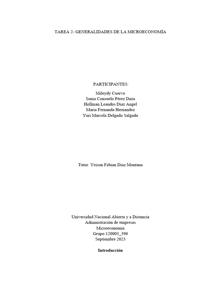 Tarea 2 - Generalidades de La Microeconomía | PDF
