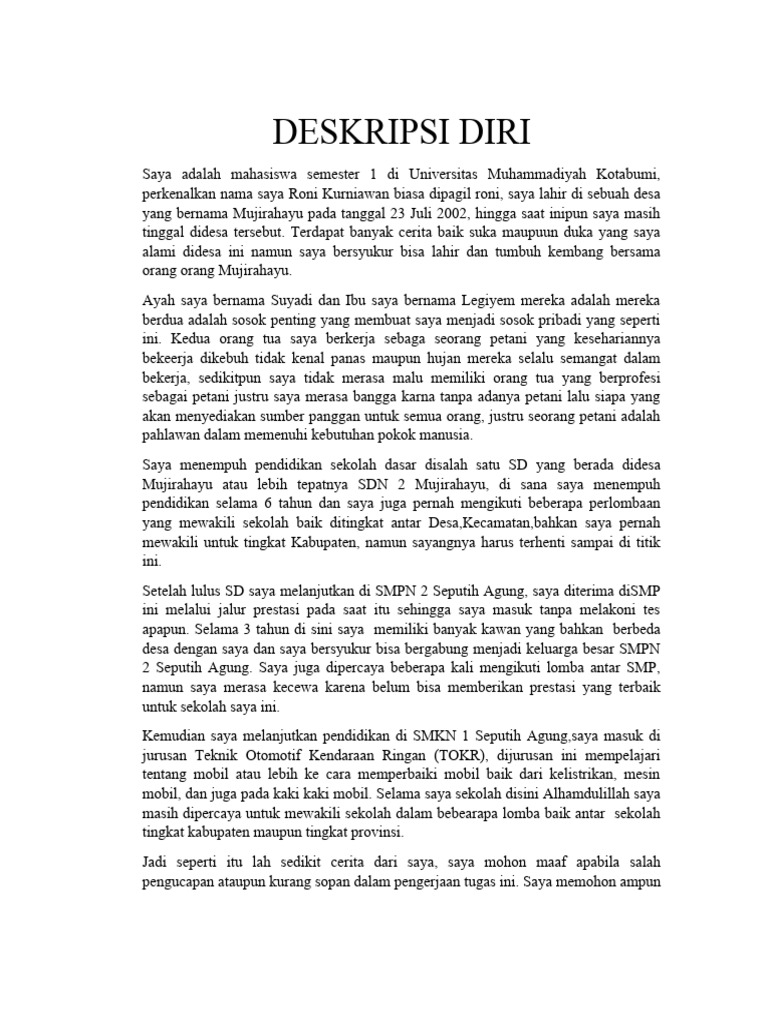 Deskripsi Diri | PDF