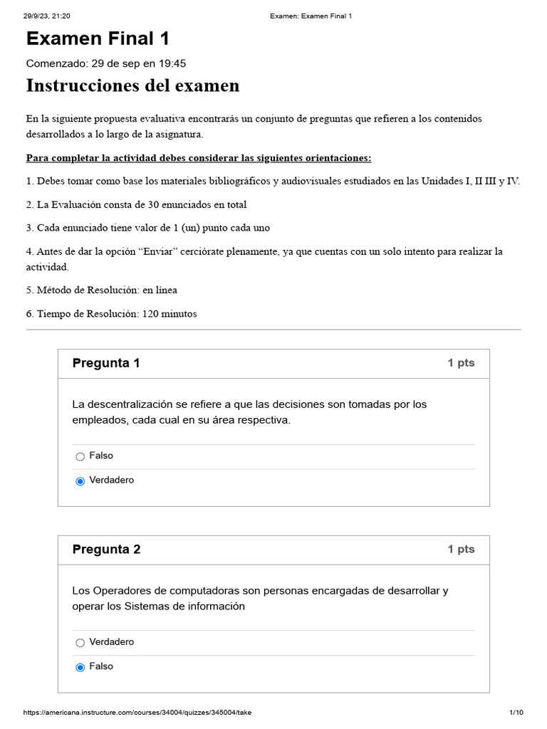 Examen Administracion y SIA Examen Final 1 | PDF | Planificación | Business