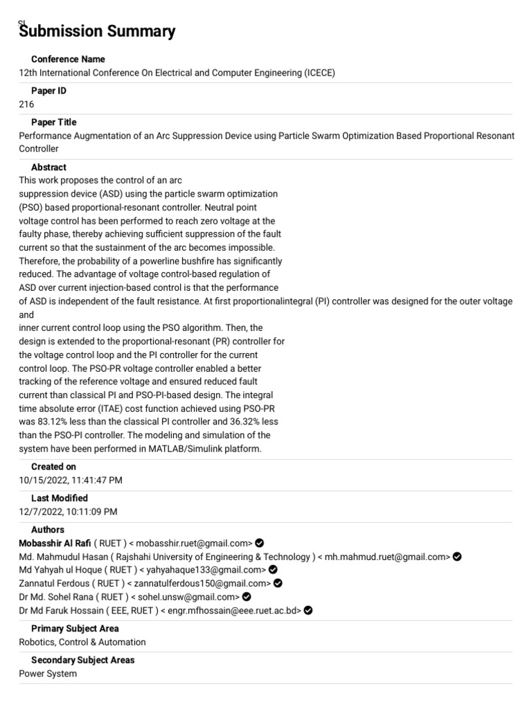 Conference Management Toolkit - Submission Summary | PDF