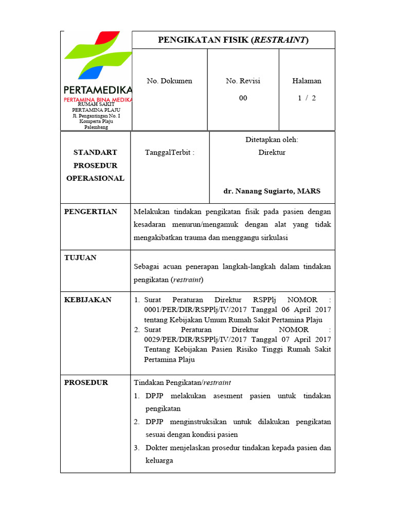 SPO Pengikatan Fisik Restraint | PDF | Pengembangan Diri | Kesehatan Holistik