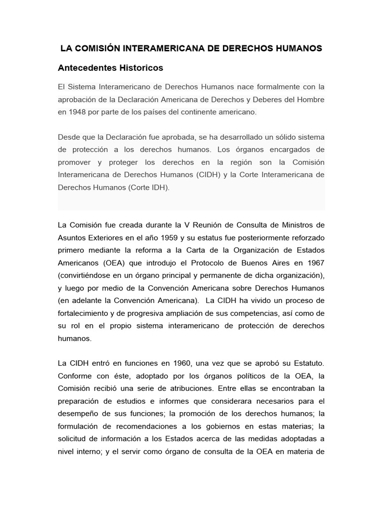 La Comisión Interamericana de Derechos Humanos | PDF