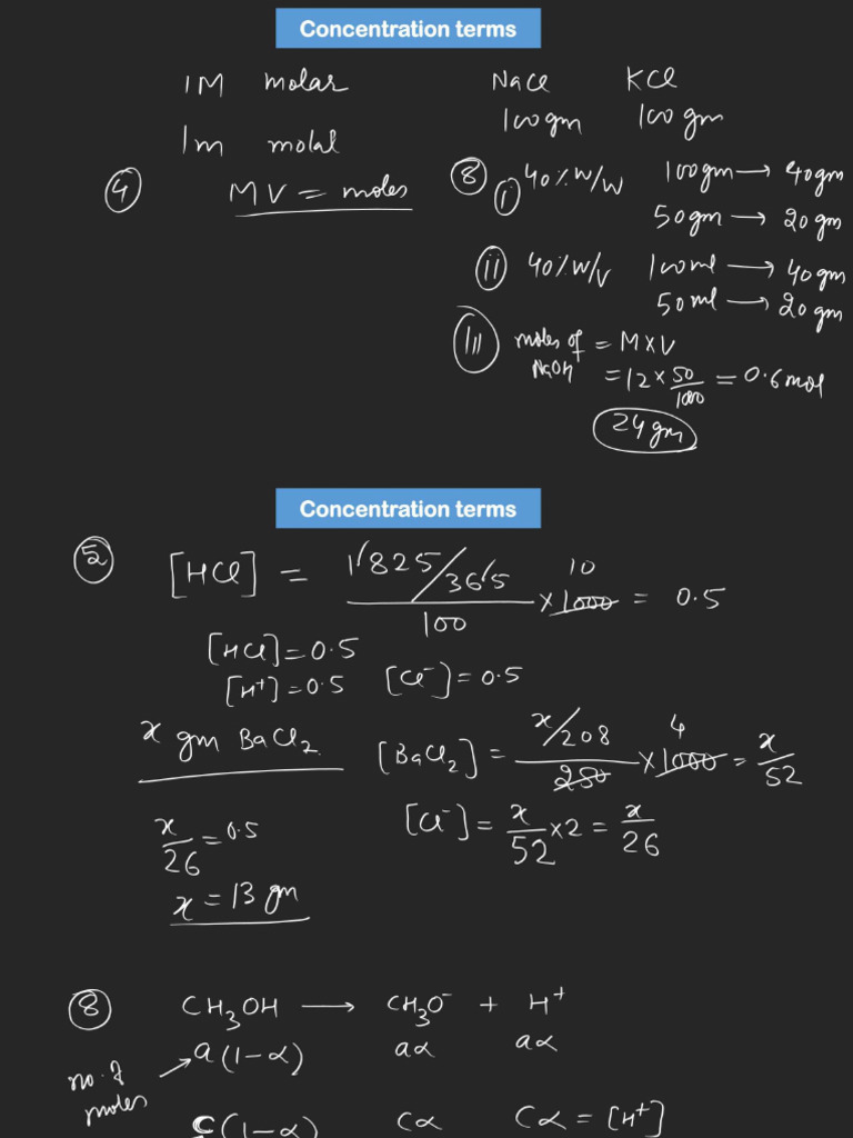 Concentration Terms - L-03 (Class Notes) | PDF