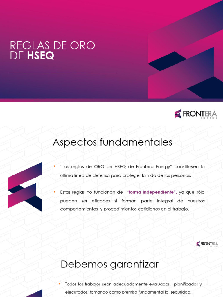 PRESENTACIÓN REGLAS DE ORO HSEQ | PDF | Seguridad vial | Valores