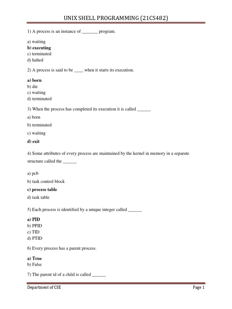 Unit 5 Objective Questions | PDF | Software Development | Unix Unit 5 Objective Questions | PDF | Software Development | Unix