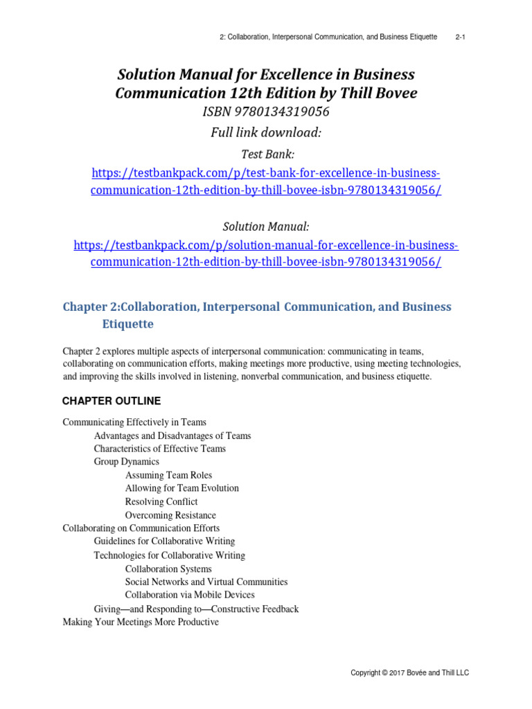 Solution Manual For Excellence in Business Communication 12th Edition ...
