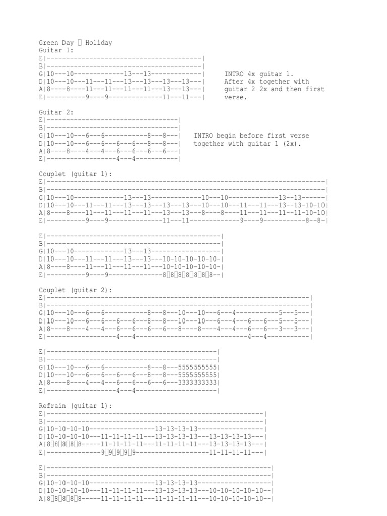 Green Day-Holiday Tab | PDF